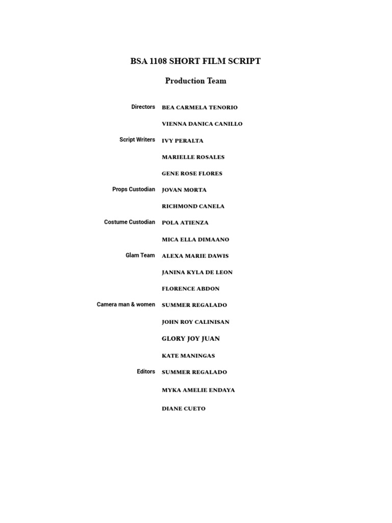 Bsa - 1108 Short Film Script | PDF