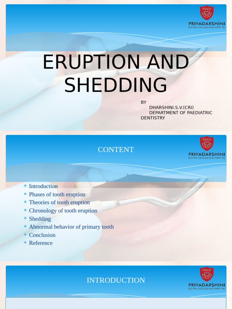 Eruption and Shedding | PDF | Human Tooth | Dental Anatomy