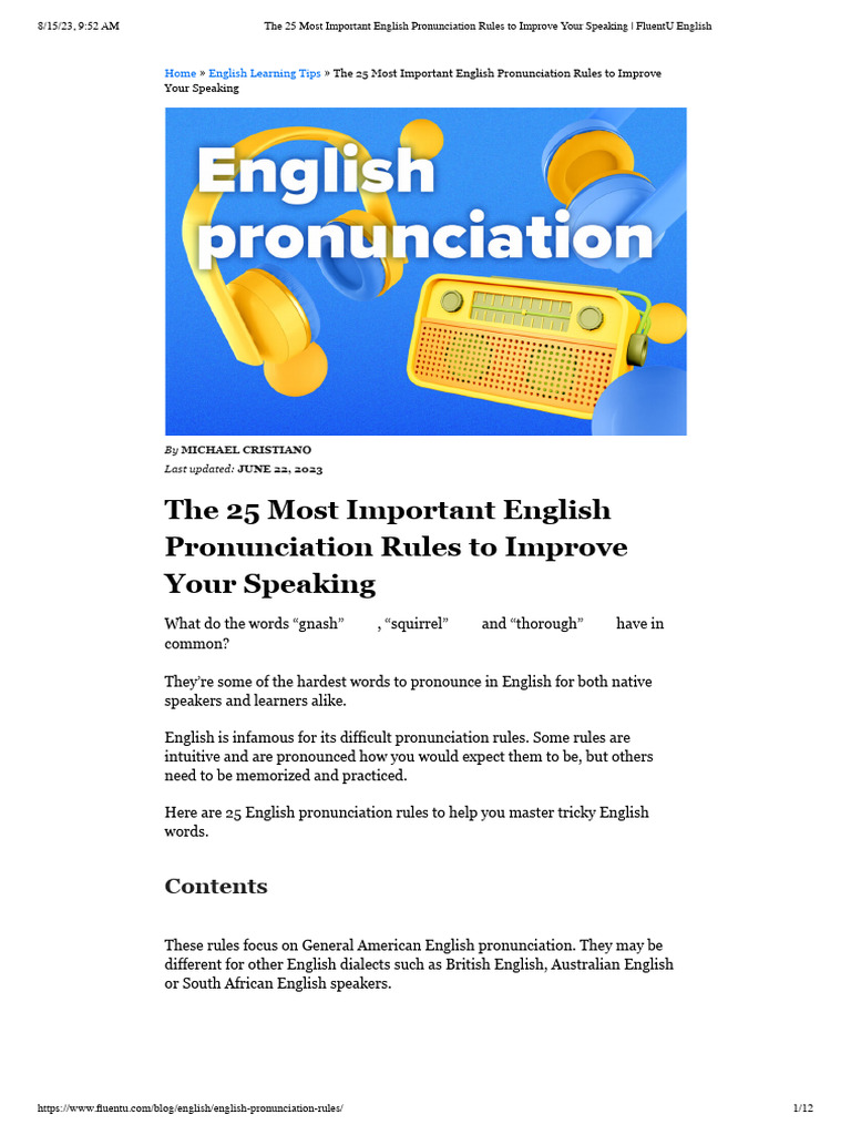 The 25 Most Important English Pronunciation Rules To Improve Your ...