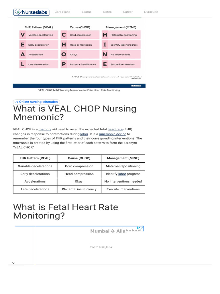 VEAL CHOP Nursing Mnemonic_ Complete Guide - Nurseslabs | PDF | Fetus ...