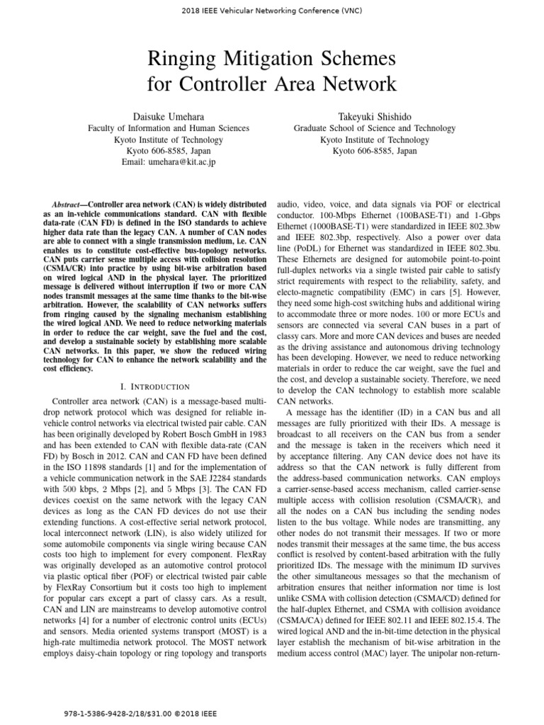 Ringing Mitigation Schemes For Controller Area Network | PDF | Computer ...