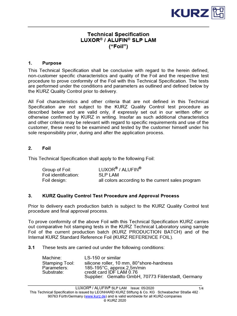 SLP 106738 LAM TS | PDF | Specification (Technical Standard)