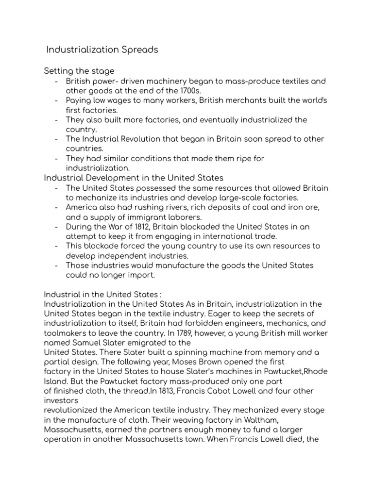 Industrialization Spreads | PDF | Rail Transport | Industrial Revolution