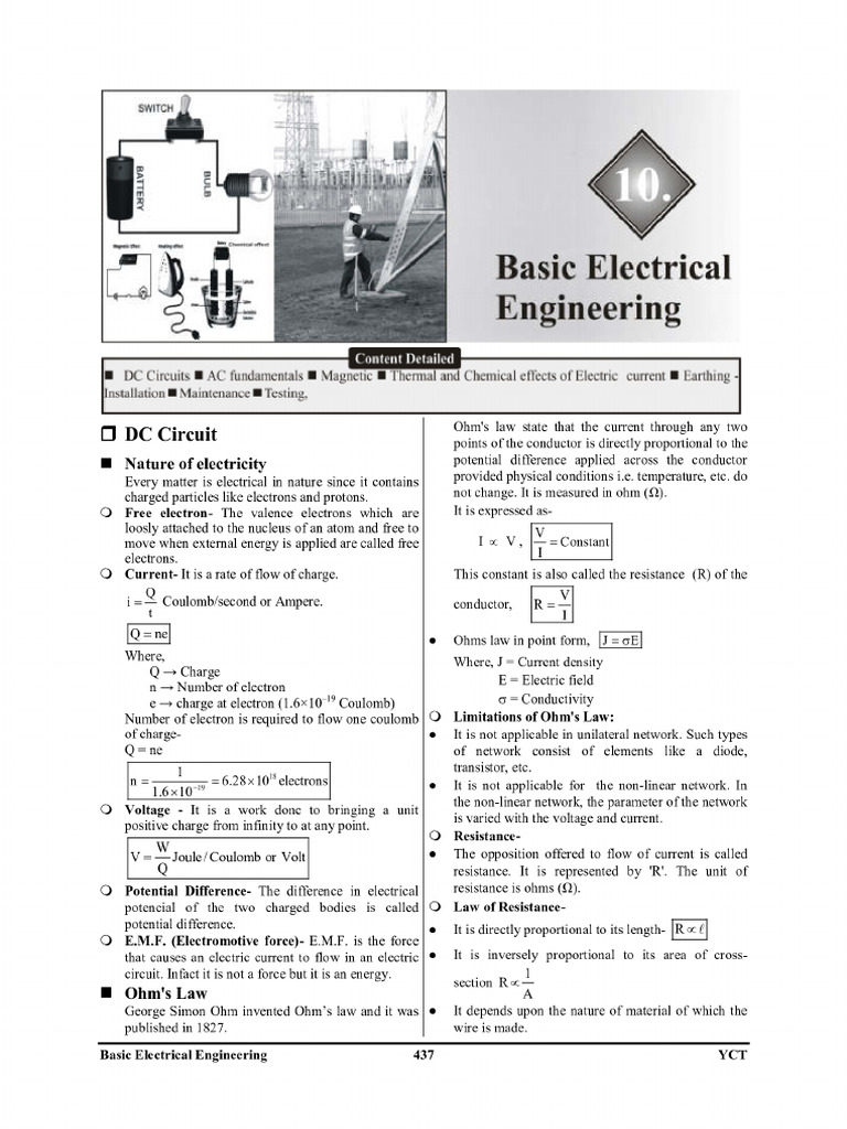 Module 10 Basic Electrical Engineering Yct Capsule RRB Je 2025 Latest | PDF