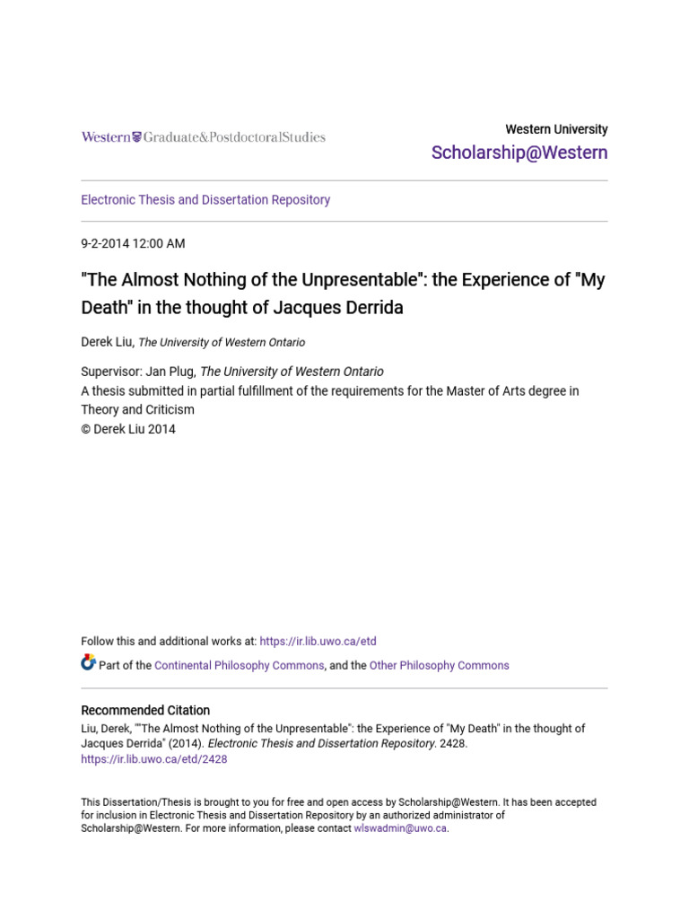 The Almost Nothing of the Unpresentable_ the Experience of My | PDF ...