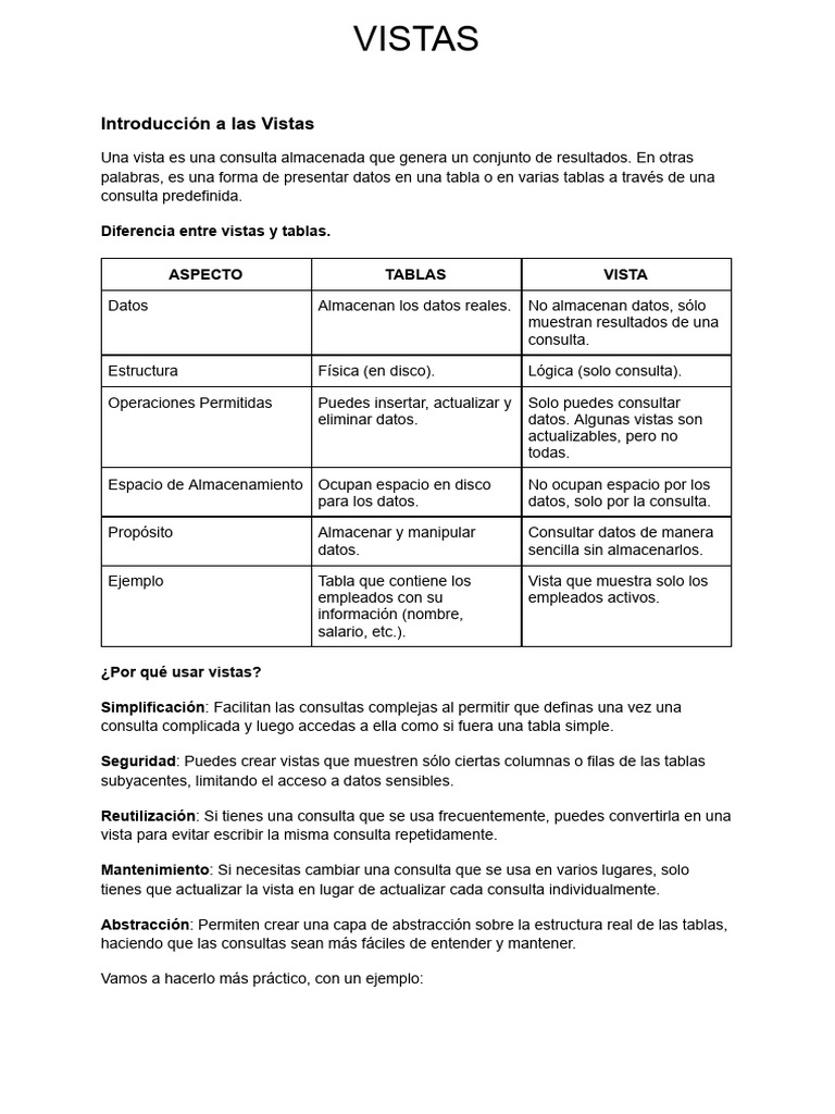 Introducción a las Vistas en SQL | PDF | SQL | Servidor SQL de Microsoft