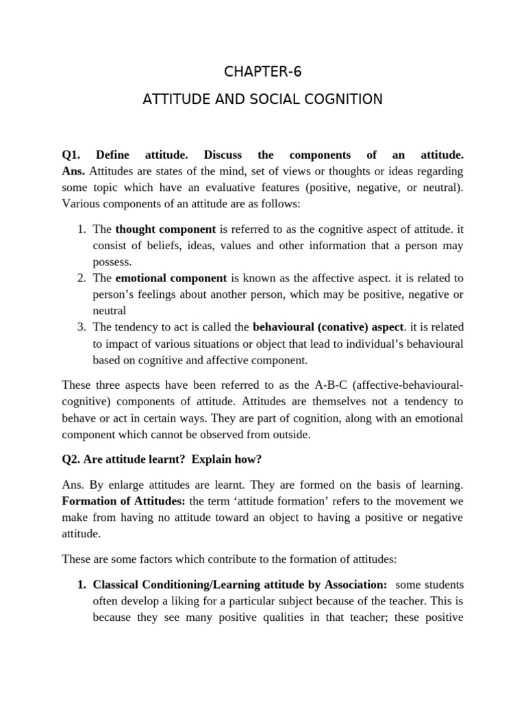 chp 6 ( attitude and social cognition) | PDF | Attitude (Psychology) | Prejudices
