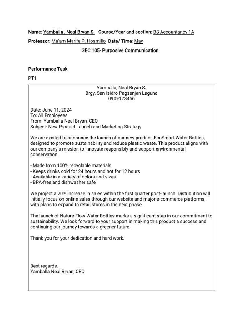 GEC-105-SLM-4-Performance-Task | PDF | Memorandum