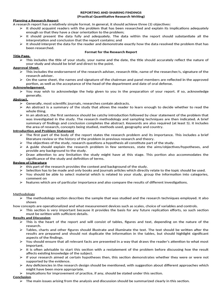 Reporting and Sharing Findings | PDF | Methodology | Science