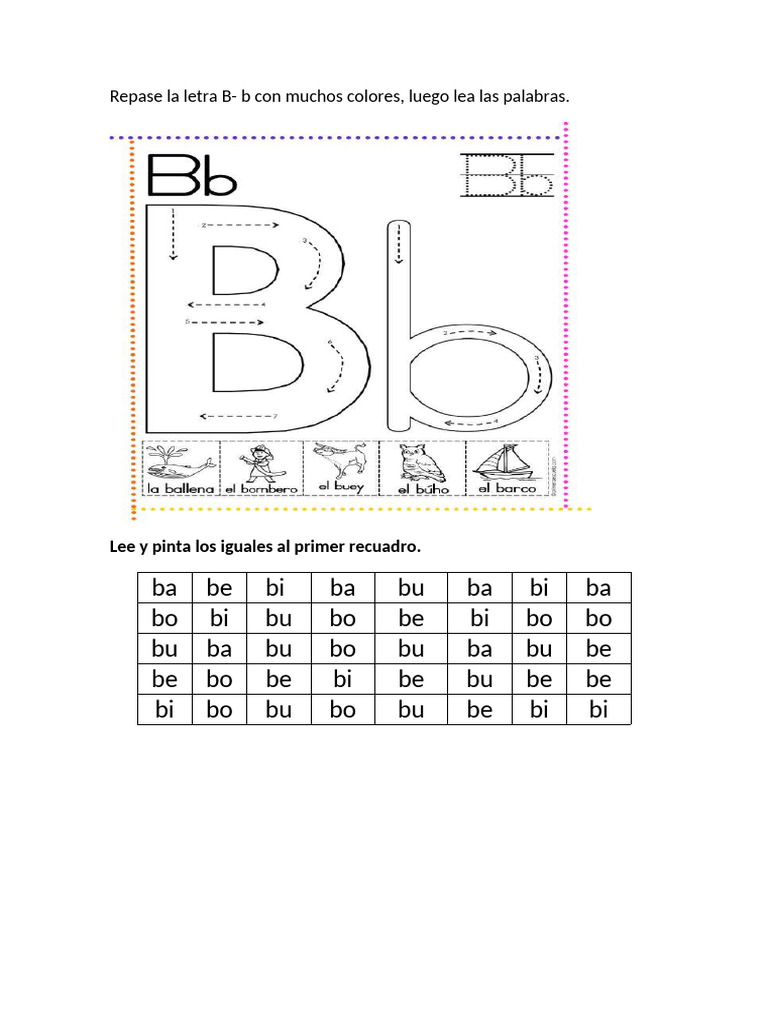 Actividades para el fonema B | PDF