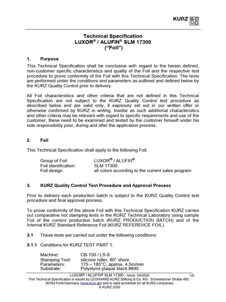 Technical Spec - SLM 17300 TS | PDF | Specification (Technical Standard)