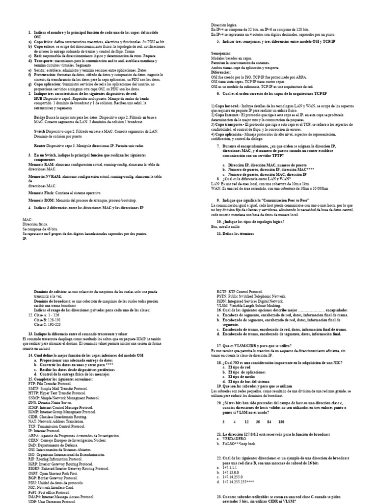 Cuestionario redes industriales | PDF | Enrutador (Computación) | Dirección IP