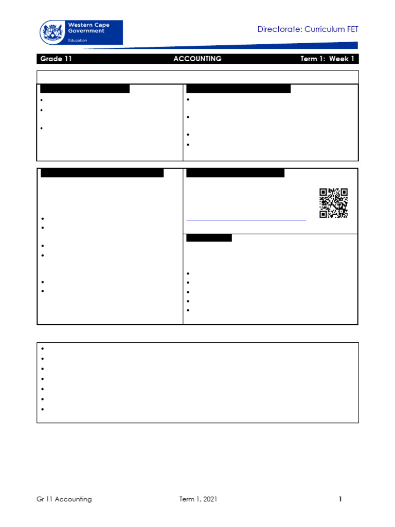 Acc 2021 t1 Week 1 Eng Gr11 | PDF | Debits And Credits | Banks