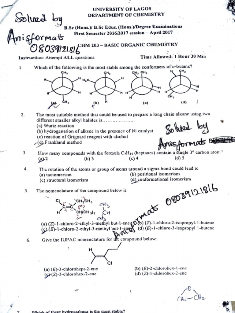 CHM213 PQ Obj 16-17 Solved by Anis | PDF