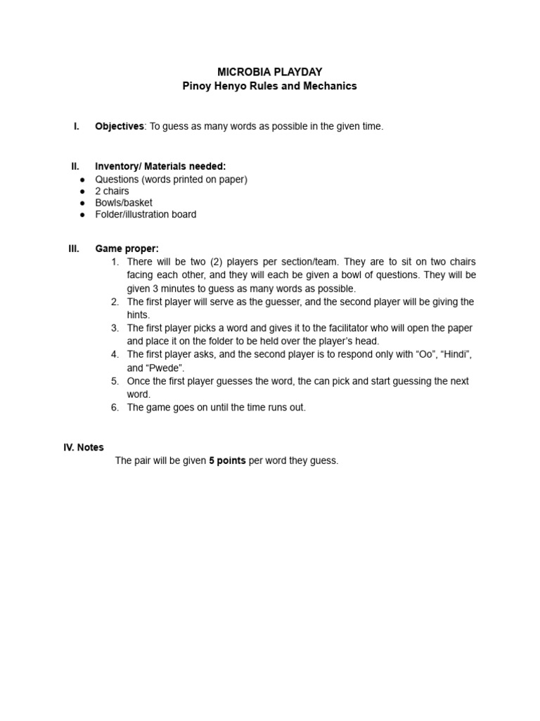 Pinoy Henyo Game Guide | PDF