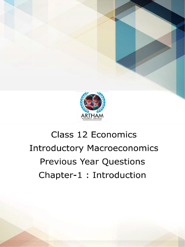 Class 12 Economics (Macro) PYQs With Solution Ch-1 Pyq-1 | PDF