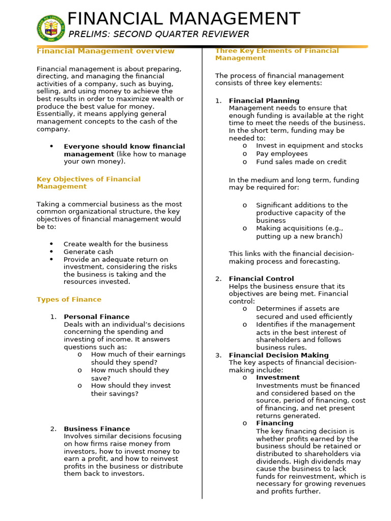 Financial Management Notes | PDF | Partnership | Investing