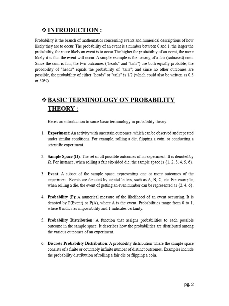 Basic Terminologies of Probability | PDF | Probability Distribution ...