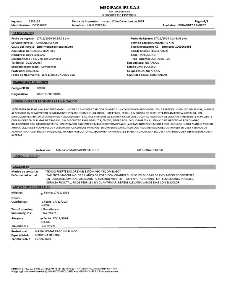 Ips Hernandez Ramirez | PDF | Medicina | Enfermedades y trastornos