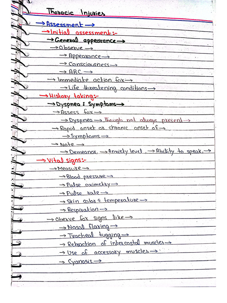 Thoracic Injuries (Emergency Notes by DR Umair Khan) 1 | PDF