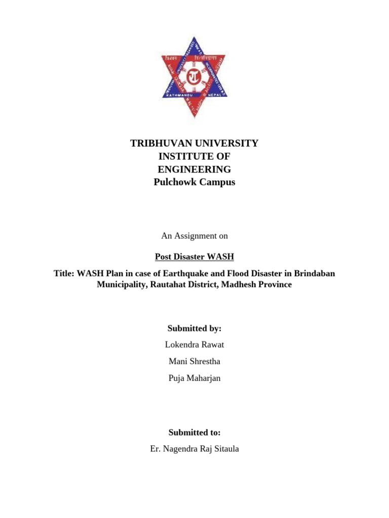 Wash Plan For Brindaban Municipality | PDF | Wash | Emergency Management