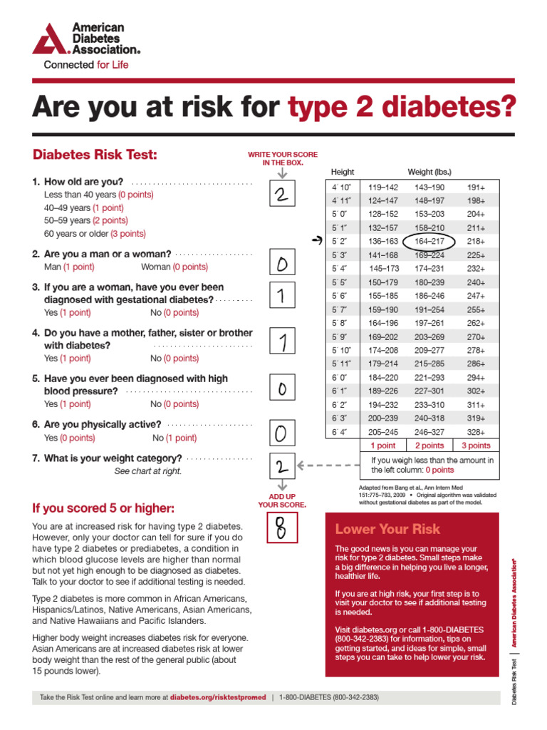 ADA Are You at Risk of Type 2 Diabetes | PDF | Diabetes | Endocrine ...
