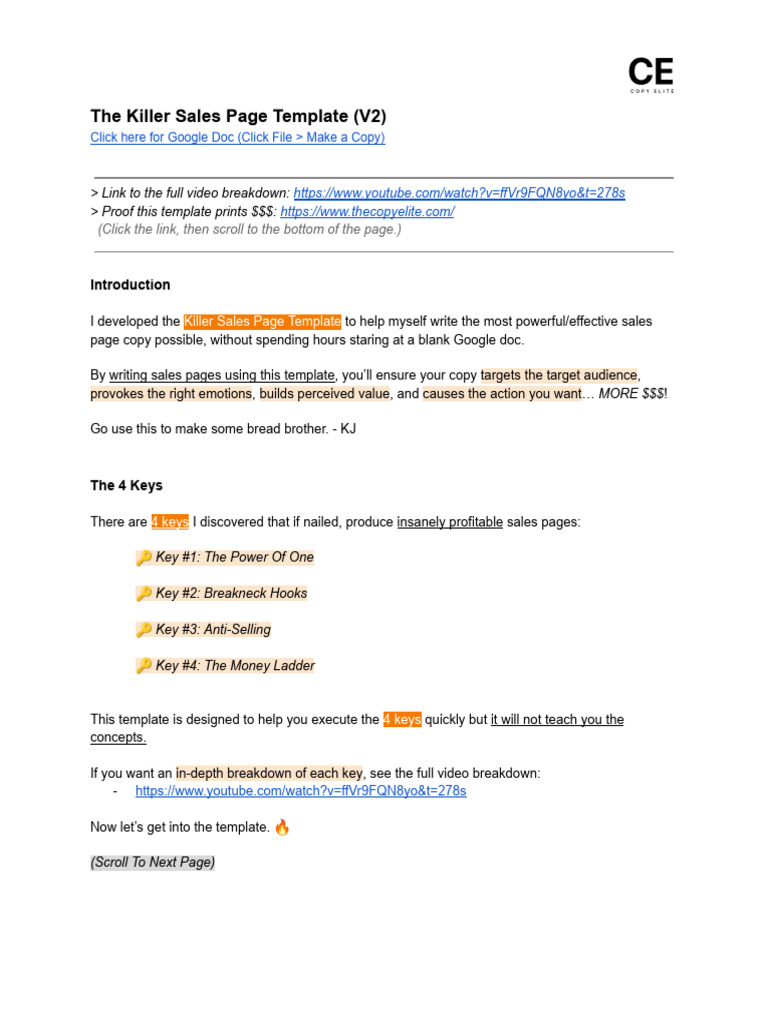 Killer Sales Page Template Guide | PDF | Psychology