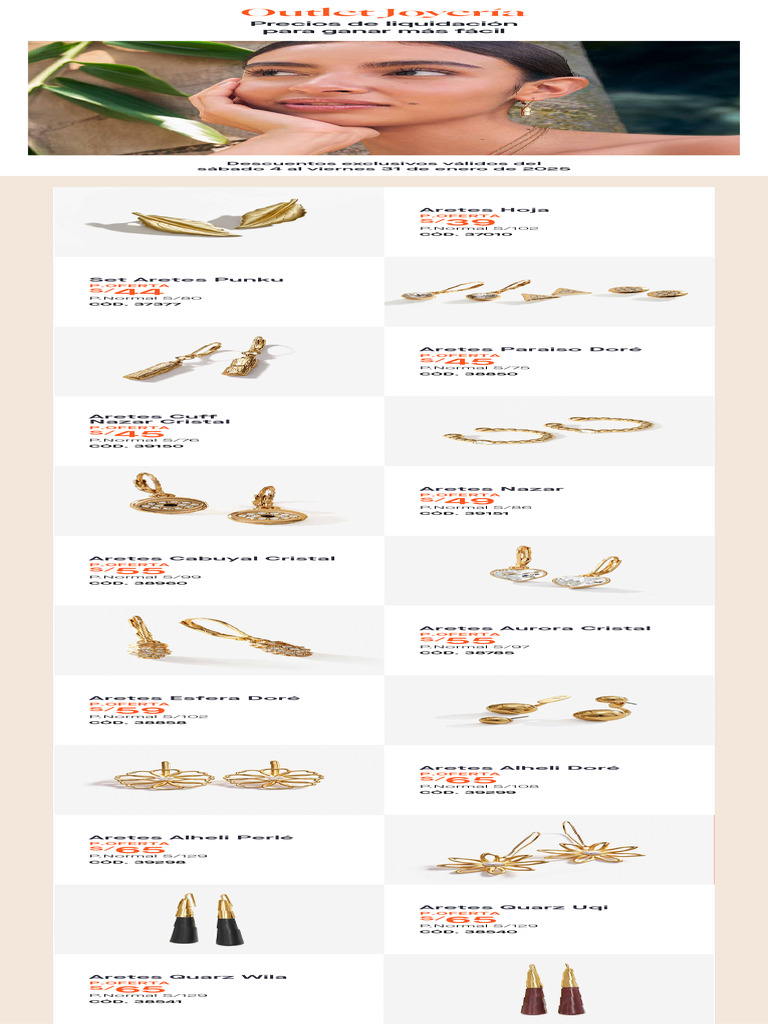 Outlet de Joyería C01-25 | PDF | Softlines (venta minorista) | Joyería