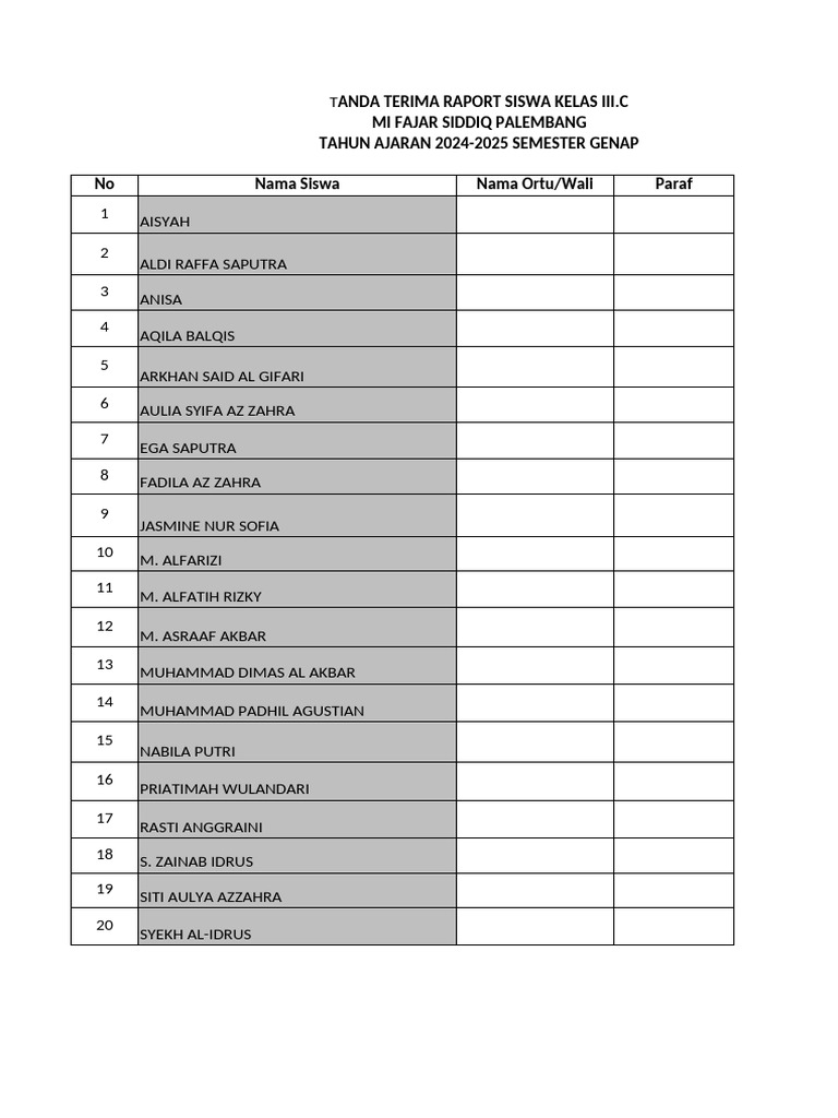 TANDA SERAH TERIMA RAPORT 3C | PDF