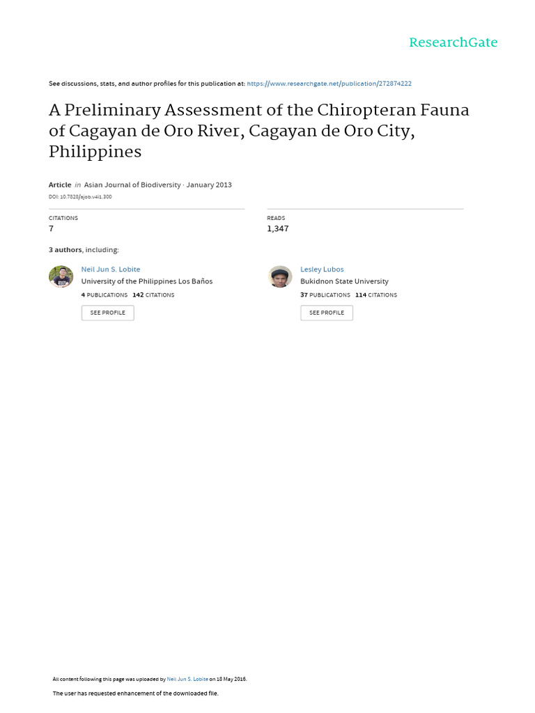 Chiropteran Fauna of Cagayan de Oro | PDF | Flowers | Bat