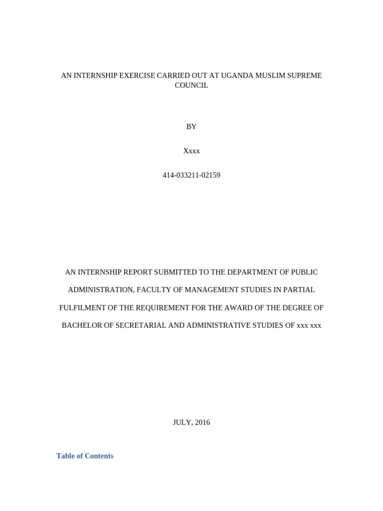 An Internship Exercise Carried Out at Uganda Muslim Supreme Council | PDF | Sharia