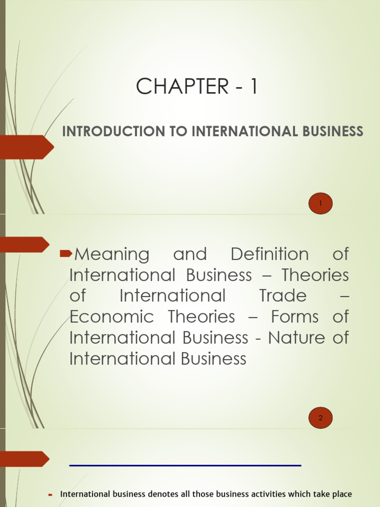 International Business Chapter - 1 | PDF | Business | Trade