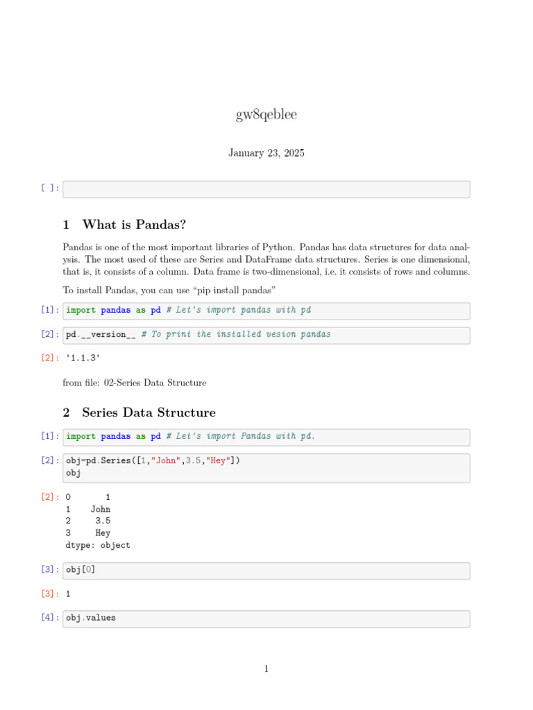 Pandas | PDF | Computer Science | Data Analysis