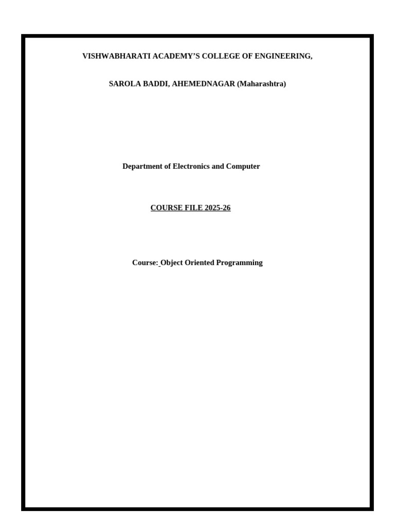 Object Oriented Programming Course Plan | PDF | Method (Computer ...
