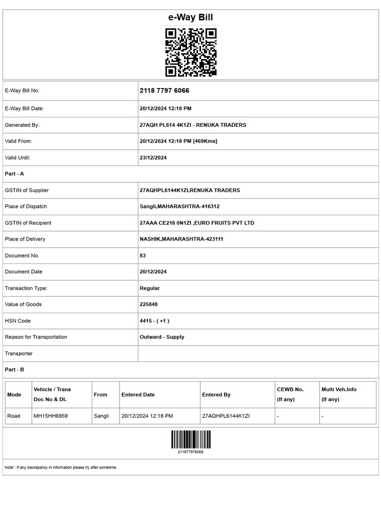 E-Way Bill | PDF