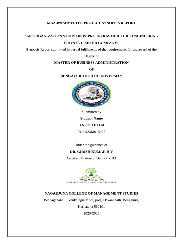 PROJECT SYNOPSIS REPORT | PDF | Business | Business Economics