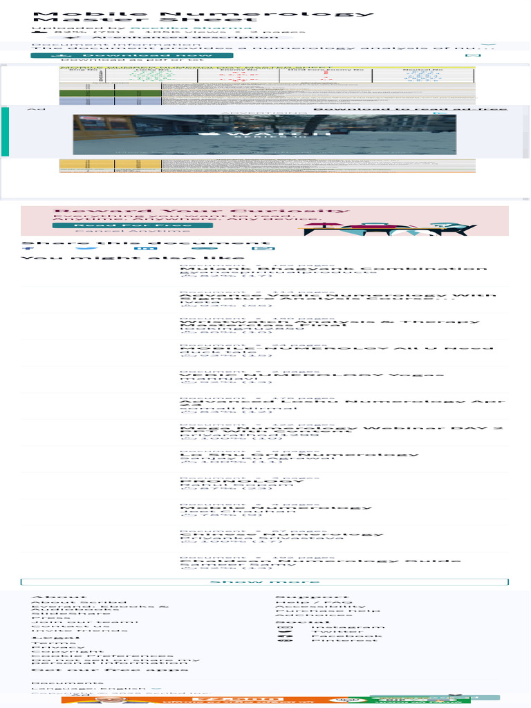 Mobile Numerology Master Sheet PDF Marriage | PDF | Scribd