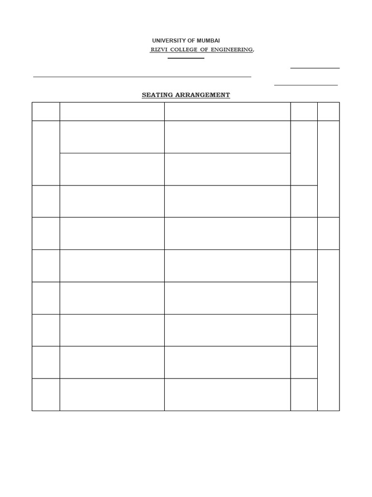 Seating Arrangement Sem-V | PDF