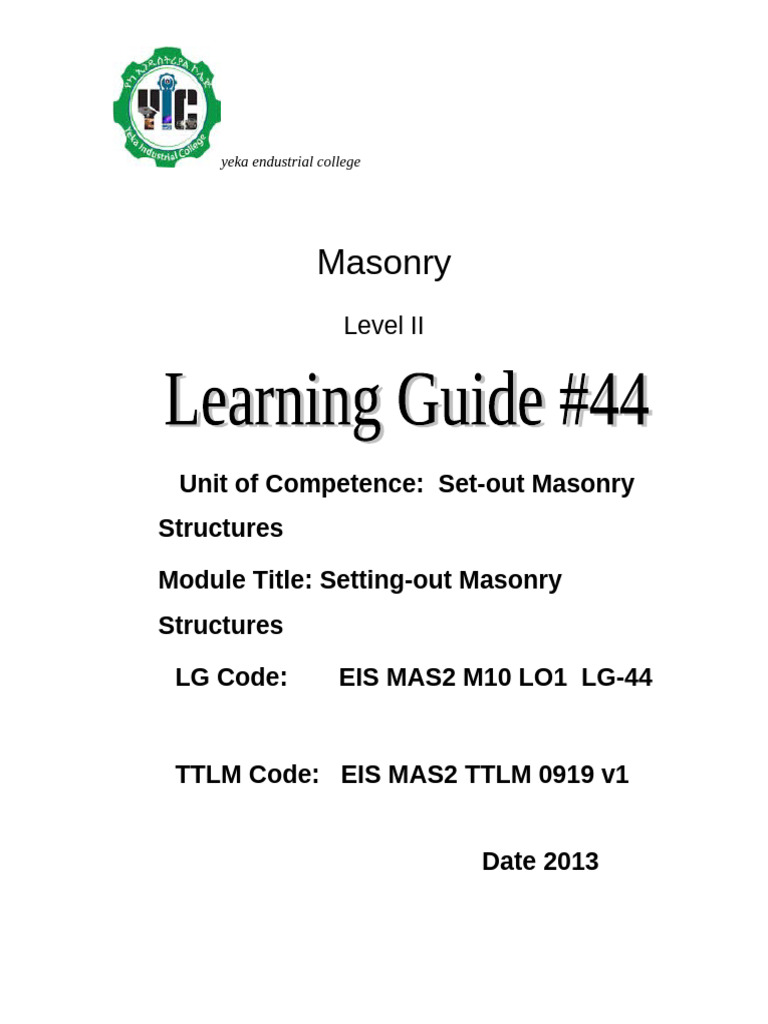 SET OUT MASONRY STRUCTURE | PDF