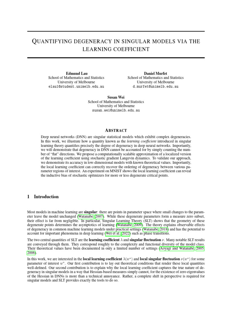 Quantifying Degeneracy in Singular Models Via The Learning Coefficient ...