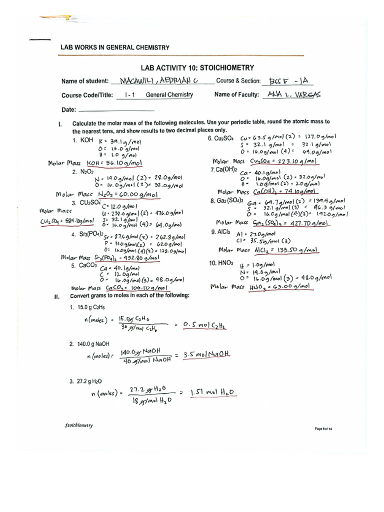 Lab 11 (Stoichiometry) - Macawili | PDF