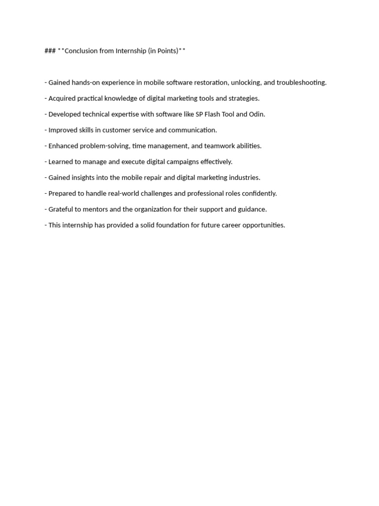 Key Takeaways from Internship Experience | PDF