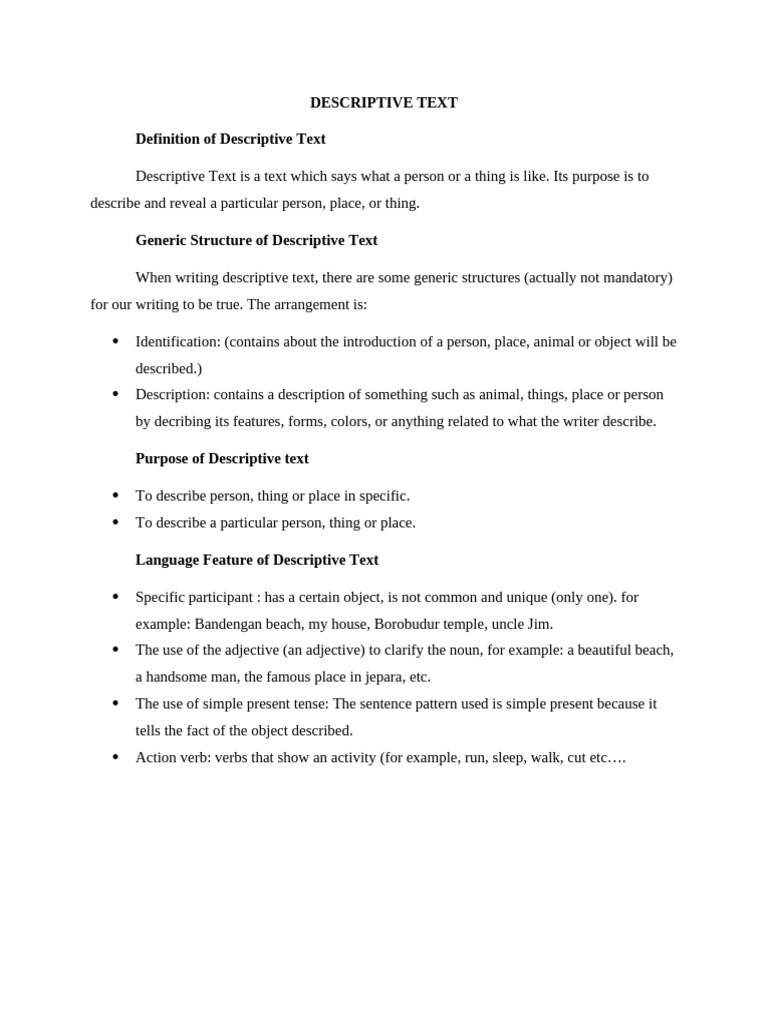 DESCRIPTIVE TEXT | PDF | Verb | Adjective