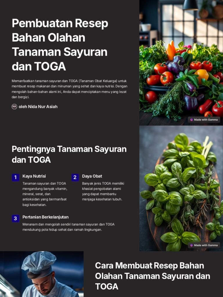 Pembuatan Resep Bahan Olahan Tanaman Sayuran Dan TOGA | PDF