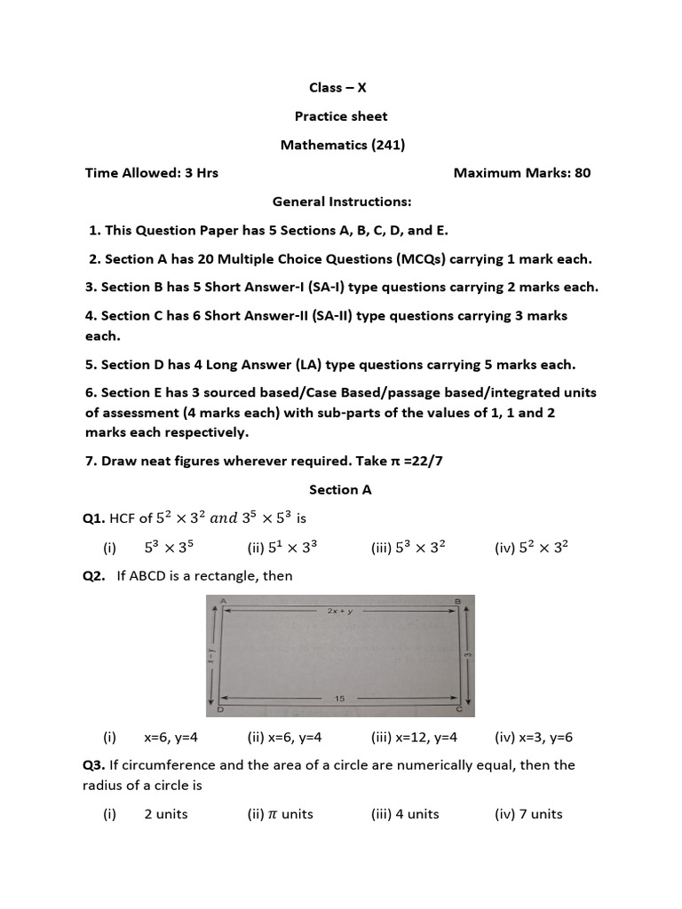 Pracrice Paper 01 Pdf Circle Triangle