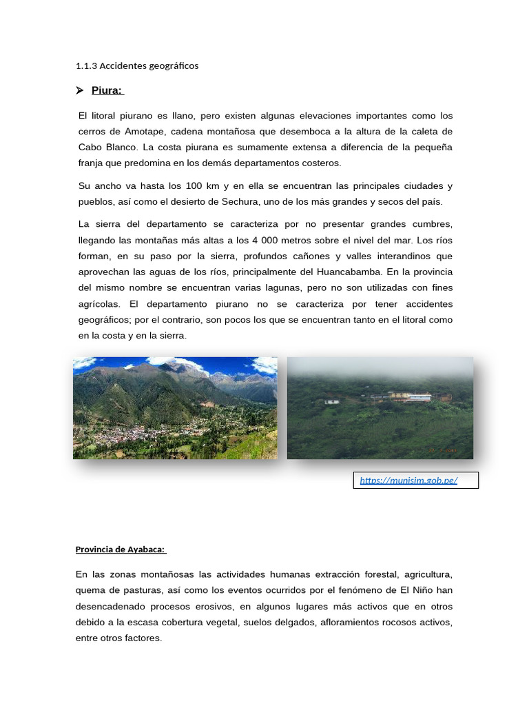 Accidentes Geográficos en Piura | PDF