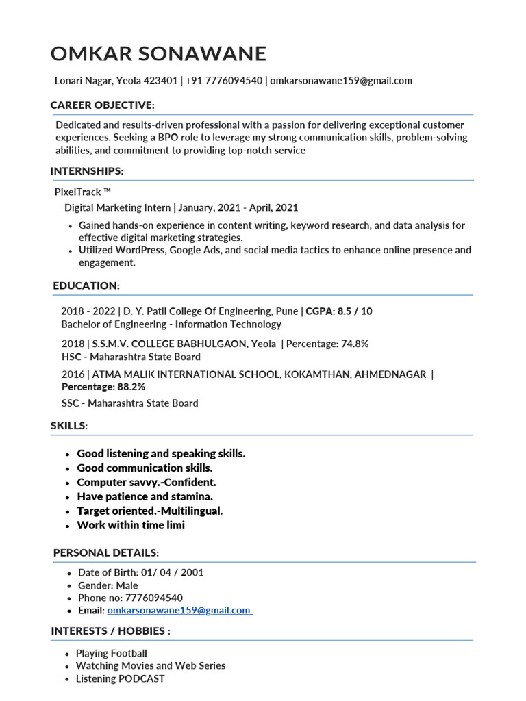 Resume Cs | PDF