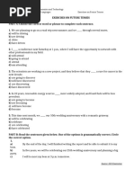Grade 11 - Tenses Worksheet & Answer Key | PDF | Grammatical Tense | Subject (Grammar)