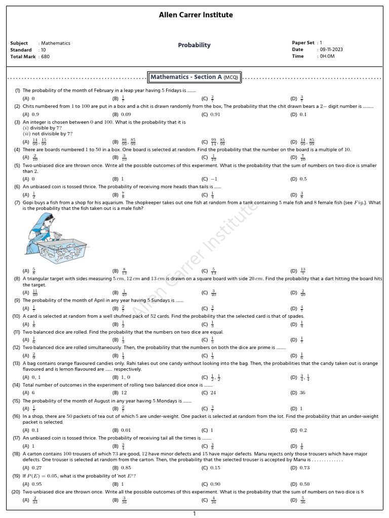 Probability 1 | PDF | Probability | Dice