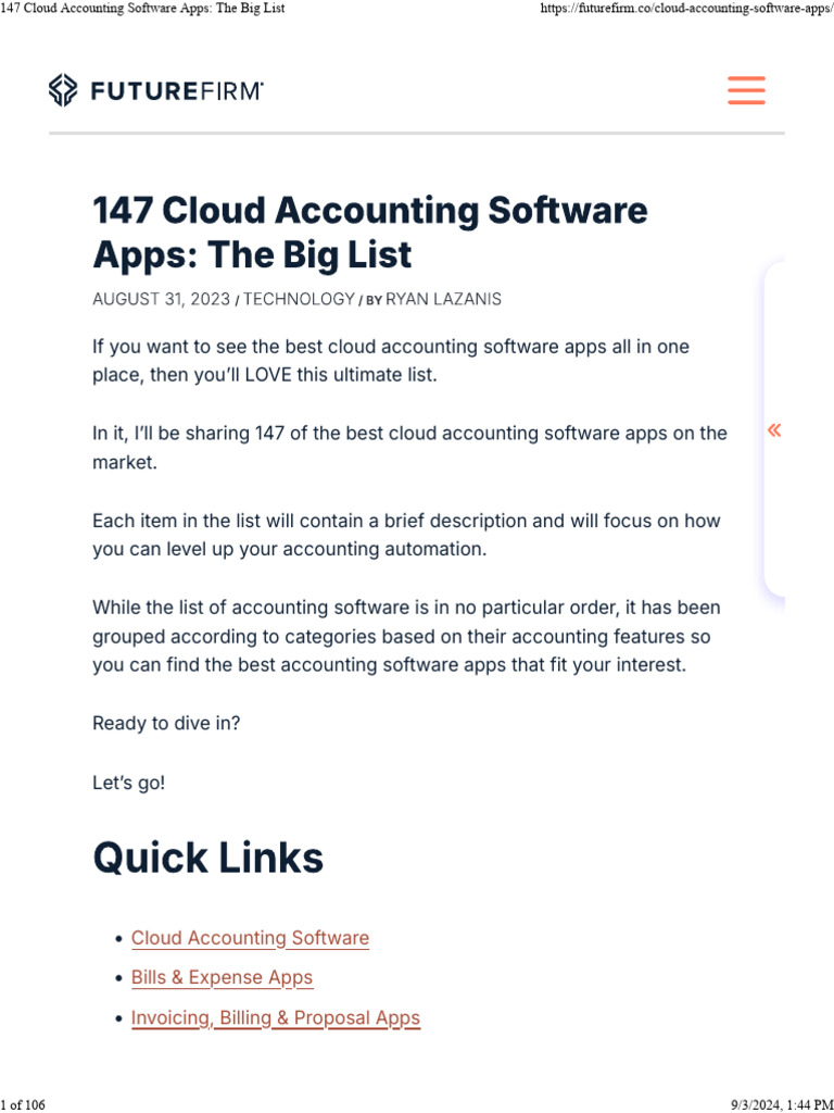 147 Cloud Accounting Software Apps - The Big List | PDF | Quick Books | Accounts Payable
